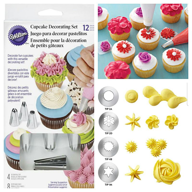 Jual Paket spuit wilton ori 12 pcs spuit no 1M 4B 2D dan 2A serta 8 pcs ...