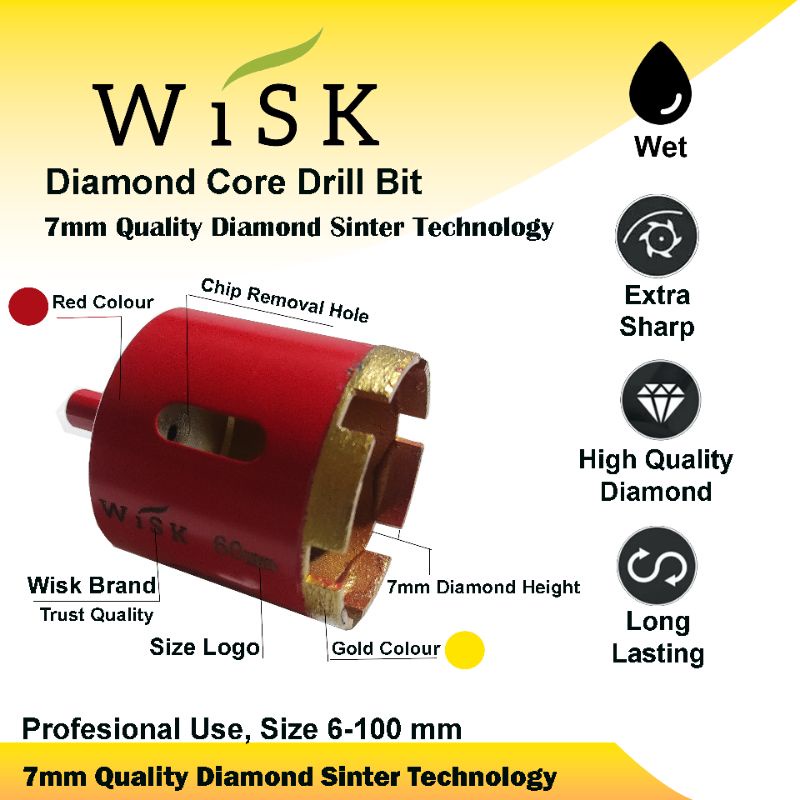 Jual Wisk mata bor granit marmer diamond core drill bit ukuran 30mm ...
