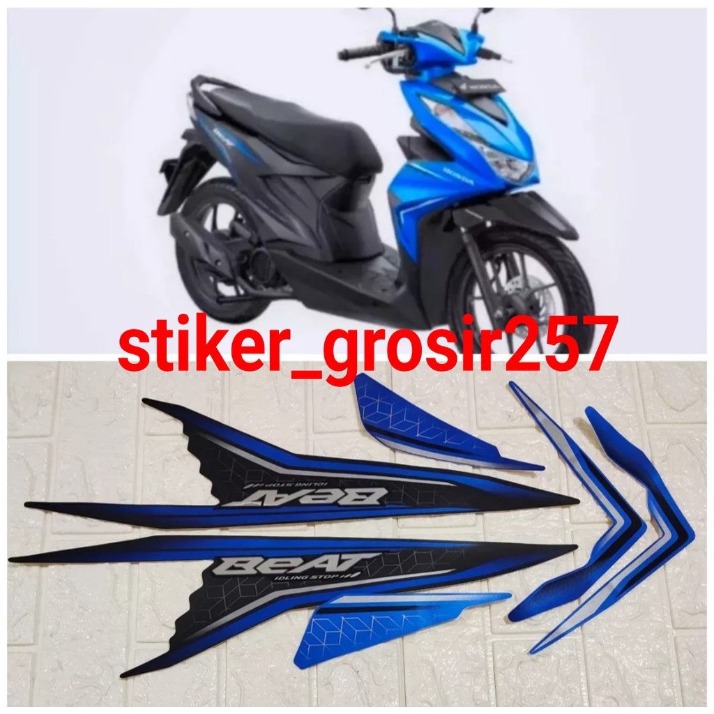 Jual STIKER STRIPING LIS BODY HONDA BEAT FI CBS ISS 2020 HITAM BIRU ...