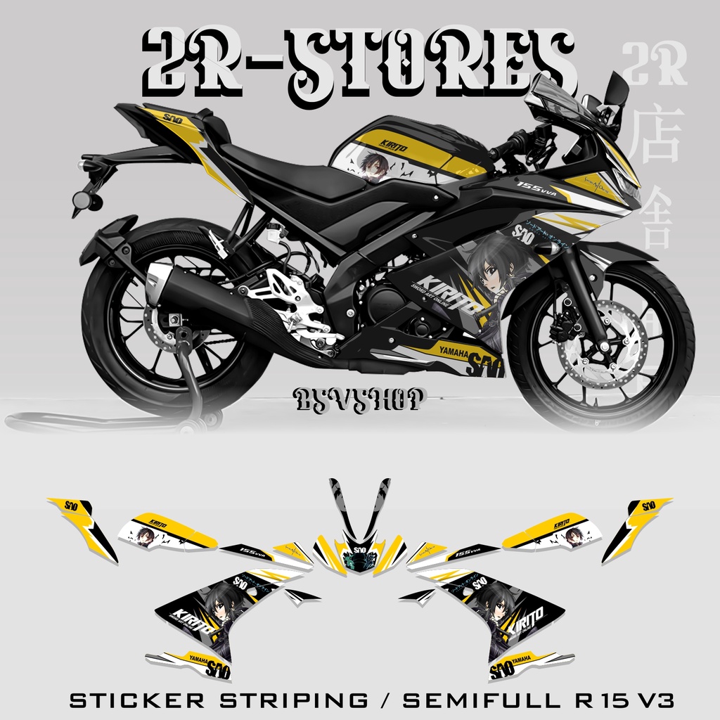 Jual striping yamaha R15 V3 stiker R15 V3 stiker lis bodi motor anime ...
