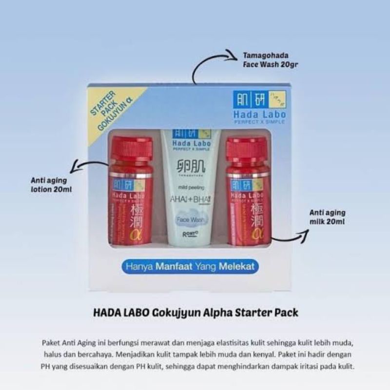 Jual Hadalabo Gokujyun Alpha Starter kit (merah anti aging) | Shopee ...