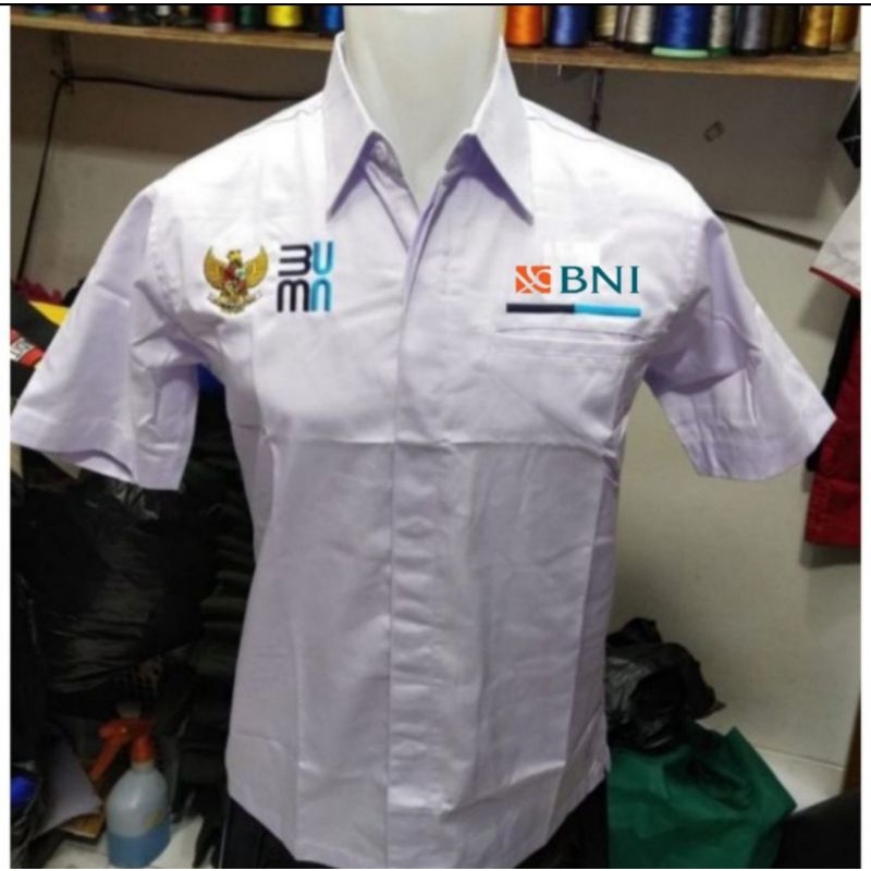 Jual kemeja seragam baju bank BNI terbaru warna hitam, putih, crem ...