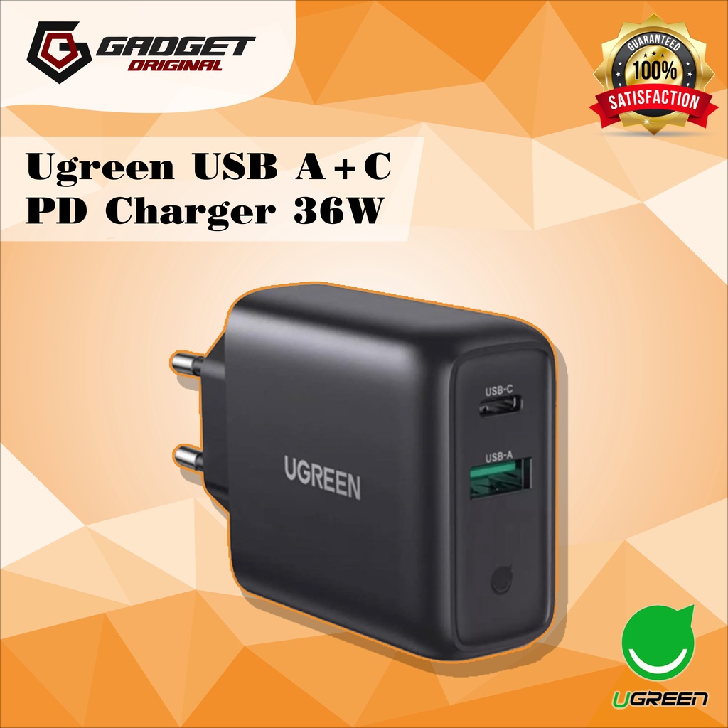 Jual UGREEN USB C Charger 36W Dual Port Power Supply PD & QC 3.0 (10217 ...