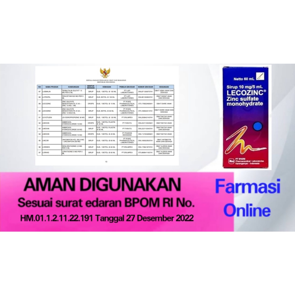 Jual Lecozinc Lecozink Zinc Zink Syrup 60 ml | Shopee Indonesia
