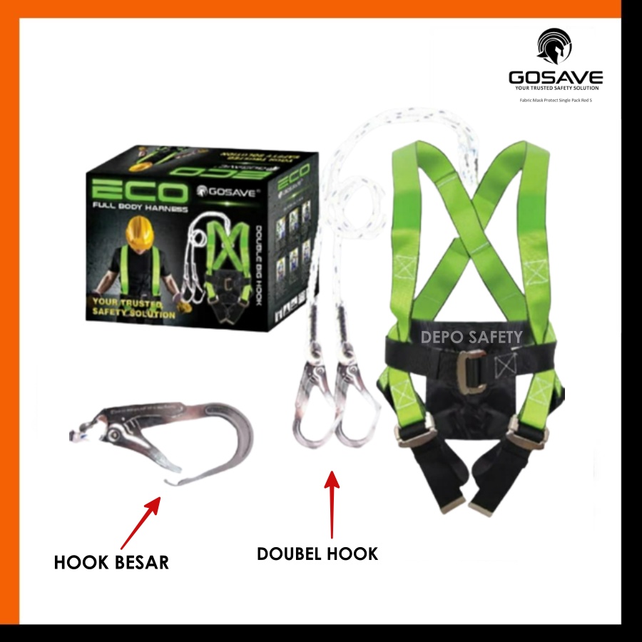 Jual ECO Safety Belt Body Harness Double Hook Besar Gosave | Shopee ...