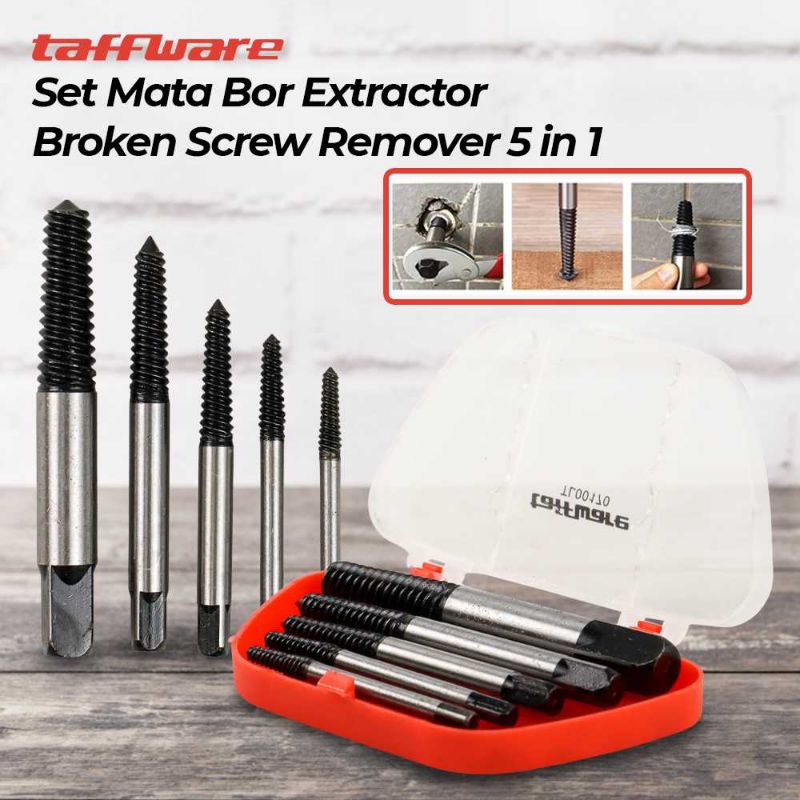 Jual Taffware Set Mata Bor Extractor Broken Screw Remover 5 in 1 ...