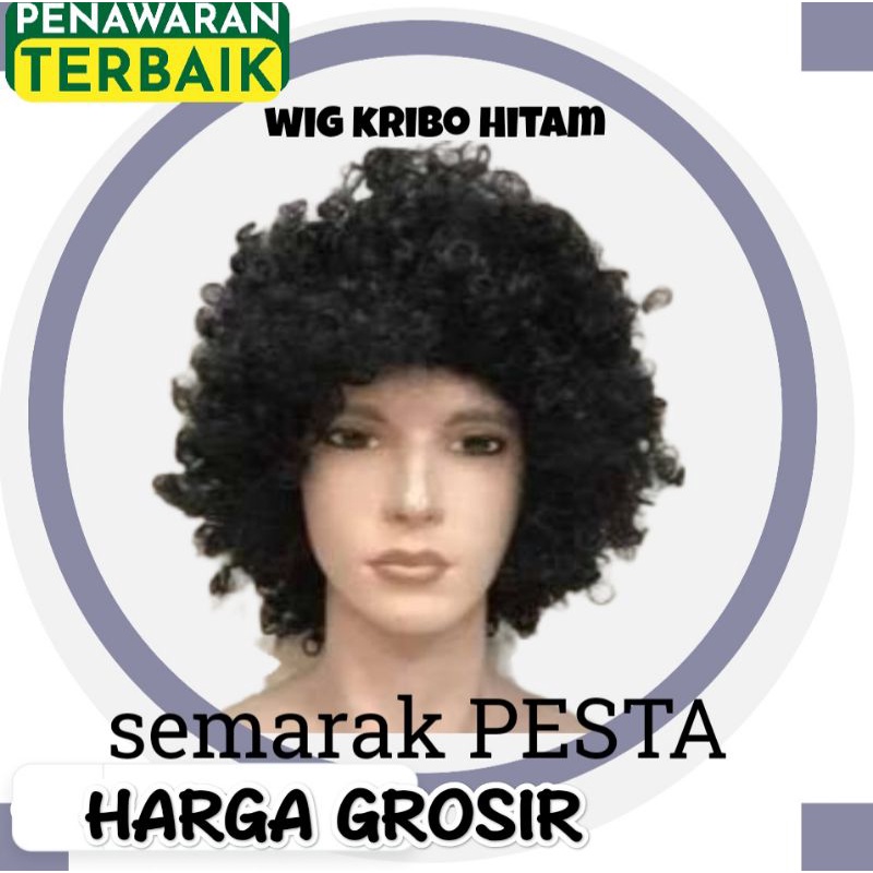 Jual (harga grosir) wig kribo hitam/rambut badut hitam/wig brekele/wig ...