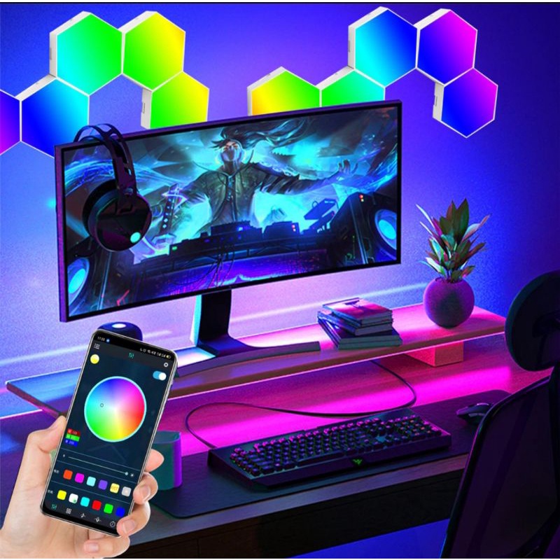 Jual Yabstrip Lampu Dekorasi Hexagonal LED RGB TOUCH/Sentuh App Control ...