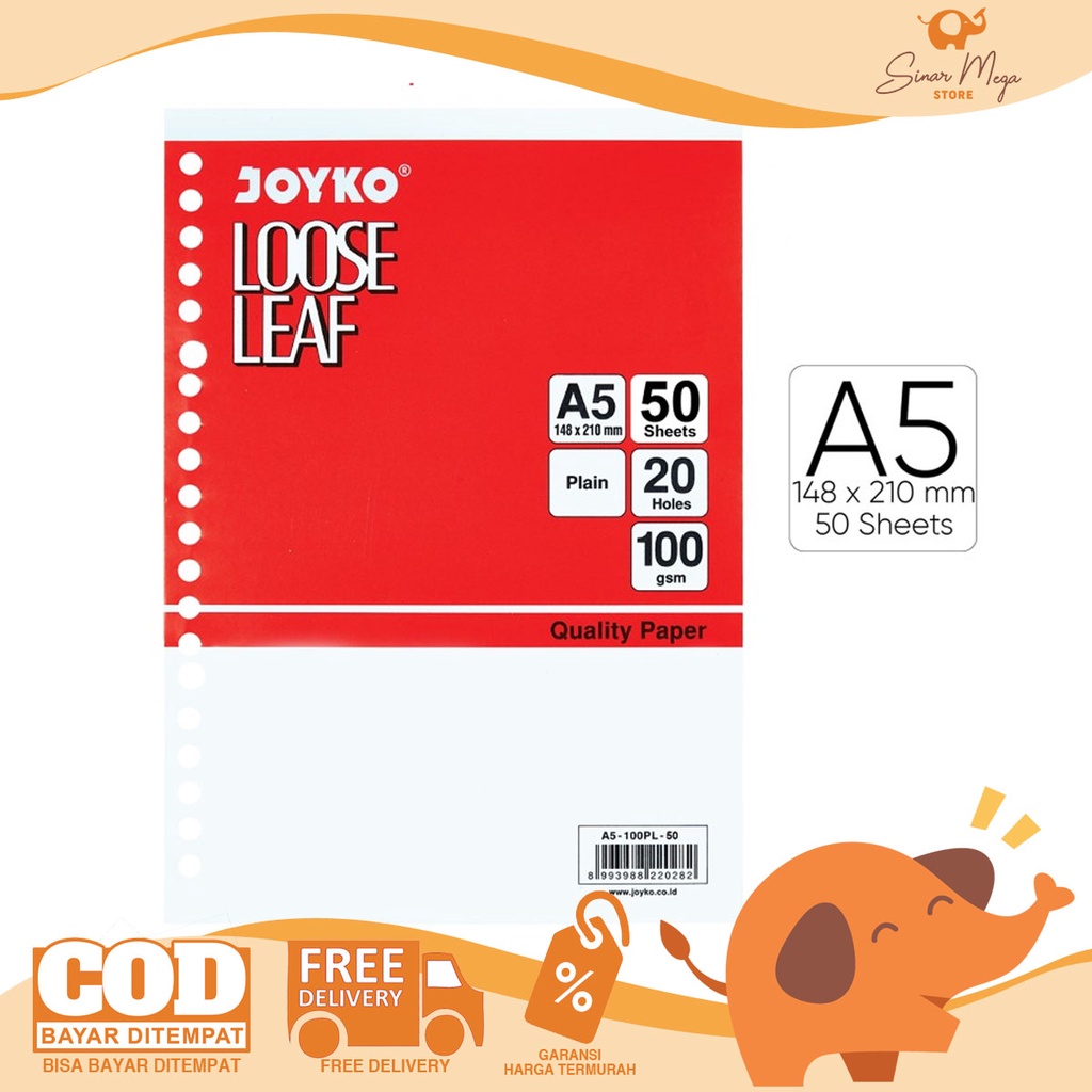 Jual Joyko Loose Leaf A5 (Blank, Grid & Dotted) 50 Sheets/Lembar / Kertas Isi Ulang Binder Murah ...