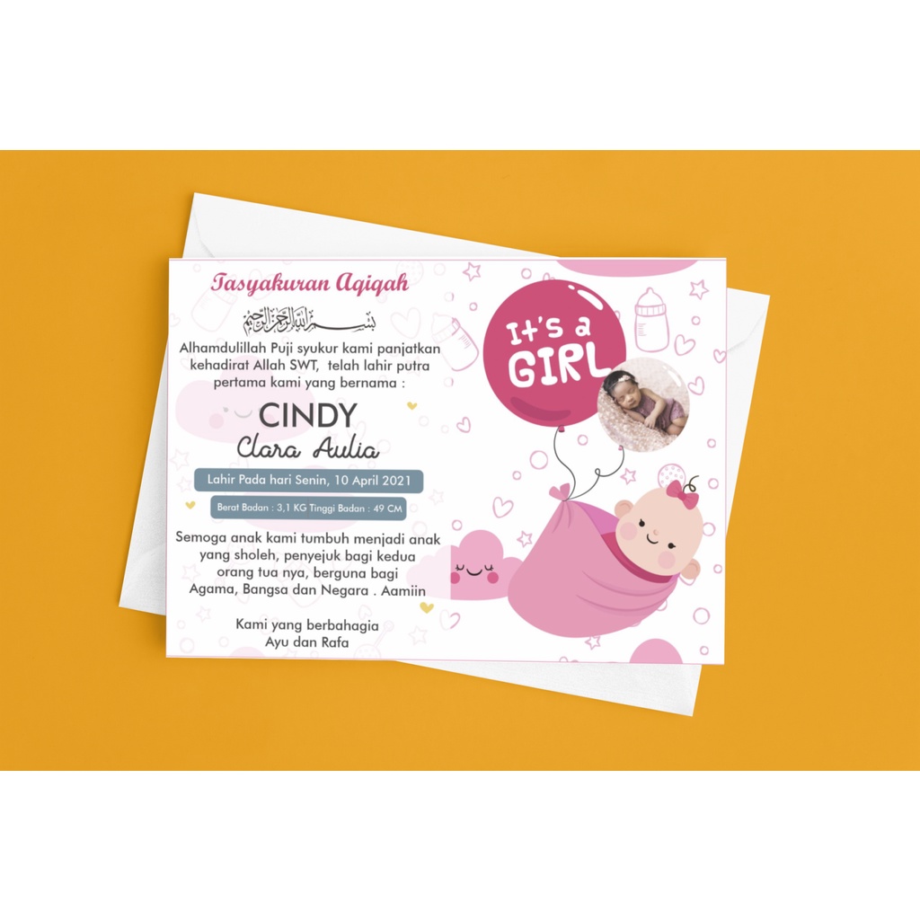 Jual KARTU TASYAKURAN AQIQAH, KHITAN, BABY BORN / bahan HVS / UKURAN 1/ ...