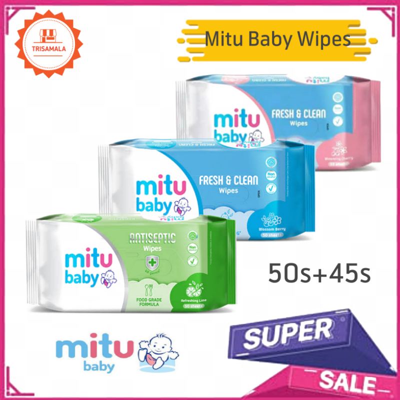 Jual MITU BABY WIPES / TISSUE BASAH MITU ISI 50s + 50s | Shopee Indonesia