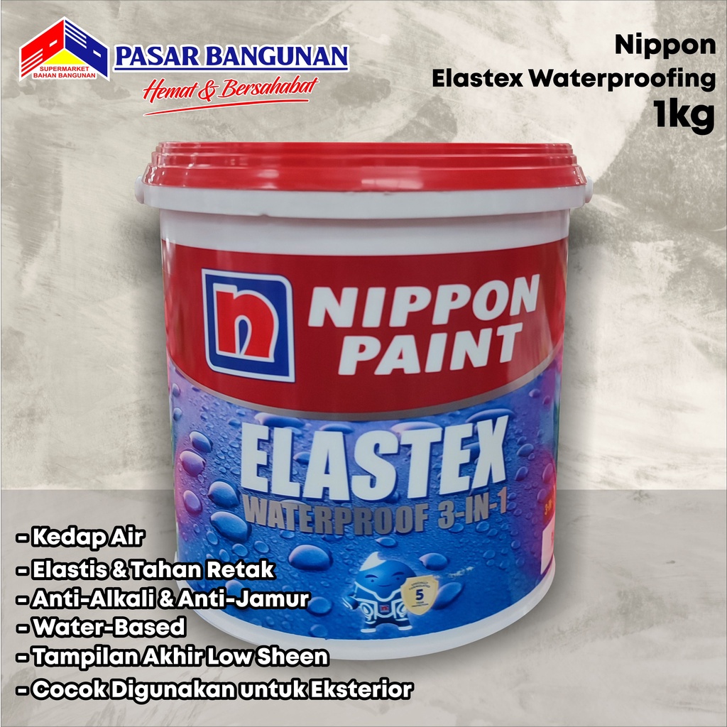 Jual Cat Nippon Paint Elastex Waterproof 3in1 cat pelapis anti-bocor 1kg | Shopee Indonesia