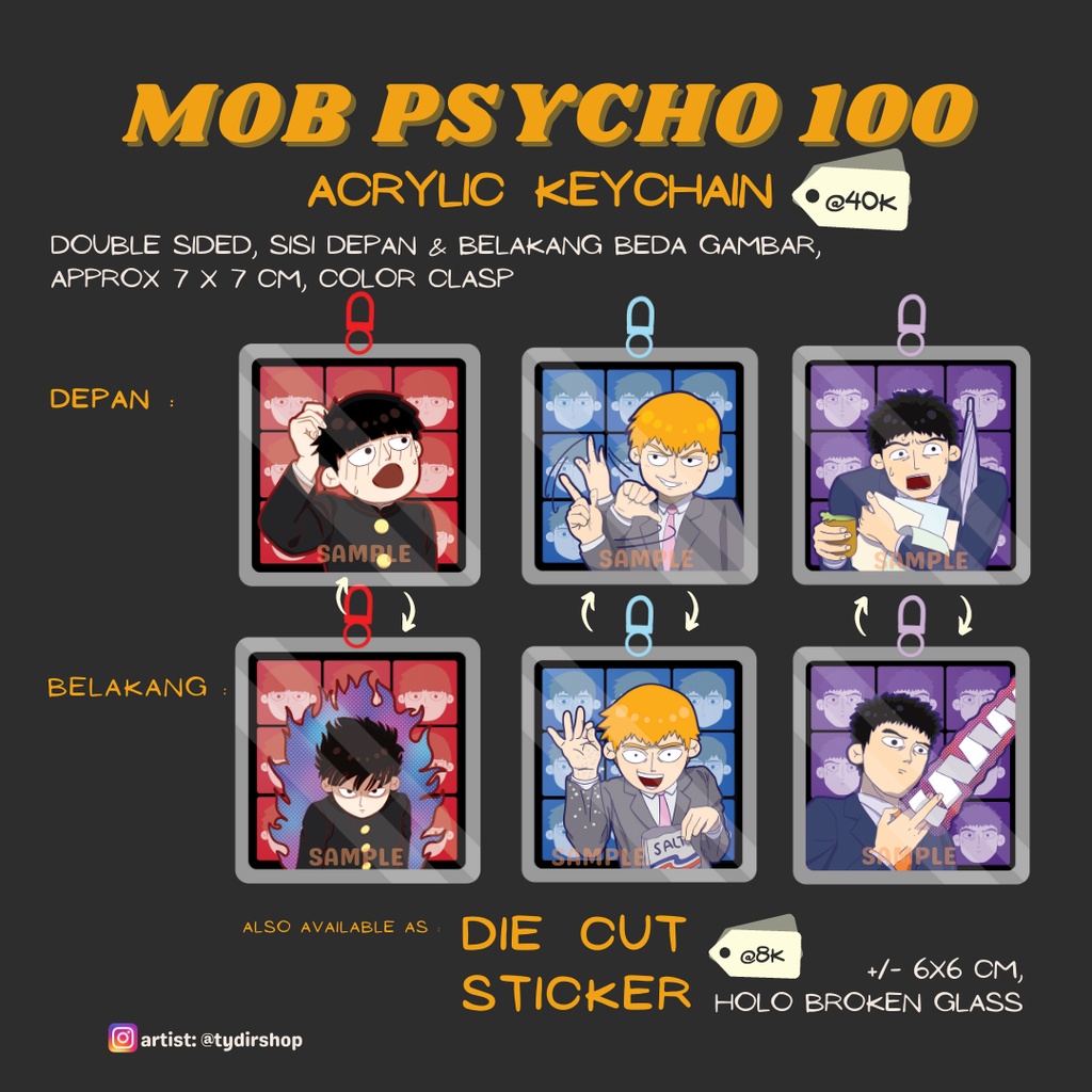 Jual [TYDIR] Stiker Die Cut - Keychain Akrlilik Mob Psycho 100 Mob ...