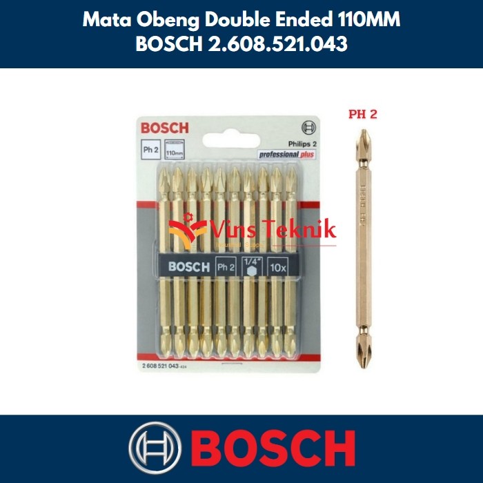 Jual Mata obeng screwdriver Double Ended PH2 110MM Gold BOSCH | Shopee Indonesia