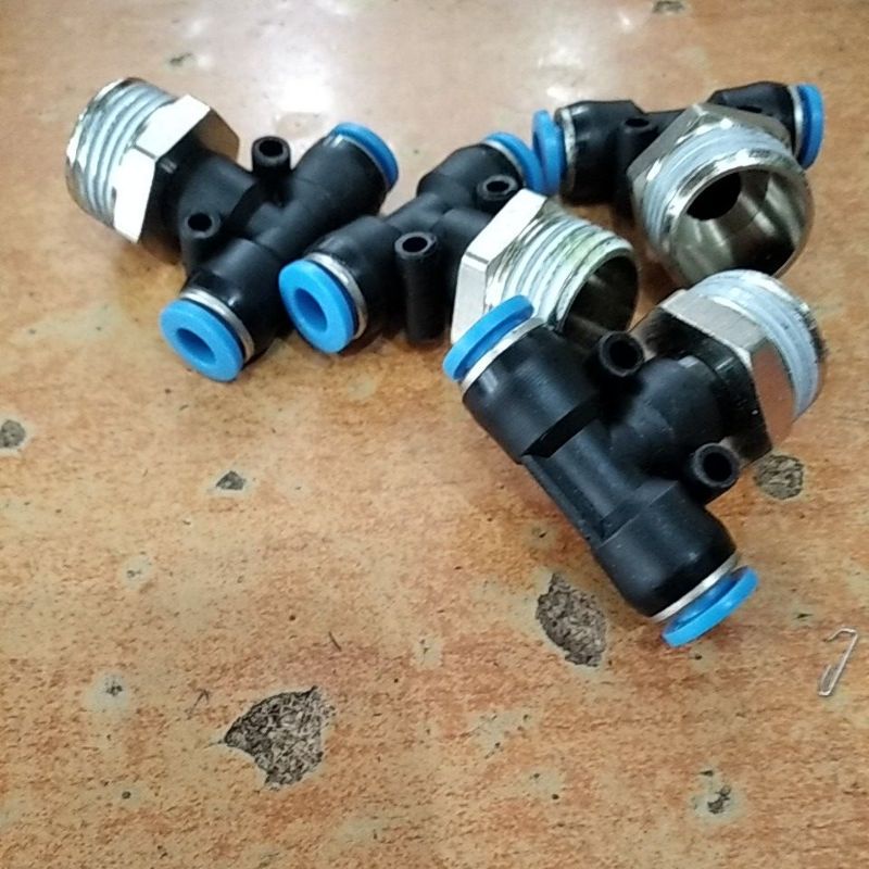 Jual fitting angin pneumatic model Tee selang 6 mm drat tengah 1/2( 20 ...
