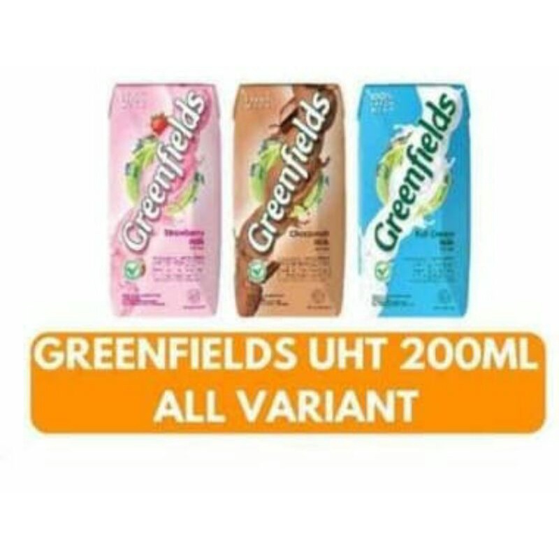 Jual susu greenfields uht 200 ml full cream chocomalt coklat strawberry ...