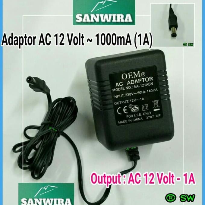 Jual Adaptor 12 Volt AC ~ 1000mA "OEM" ~ 230 V ~ 50 Hz 140mA Non COD ...