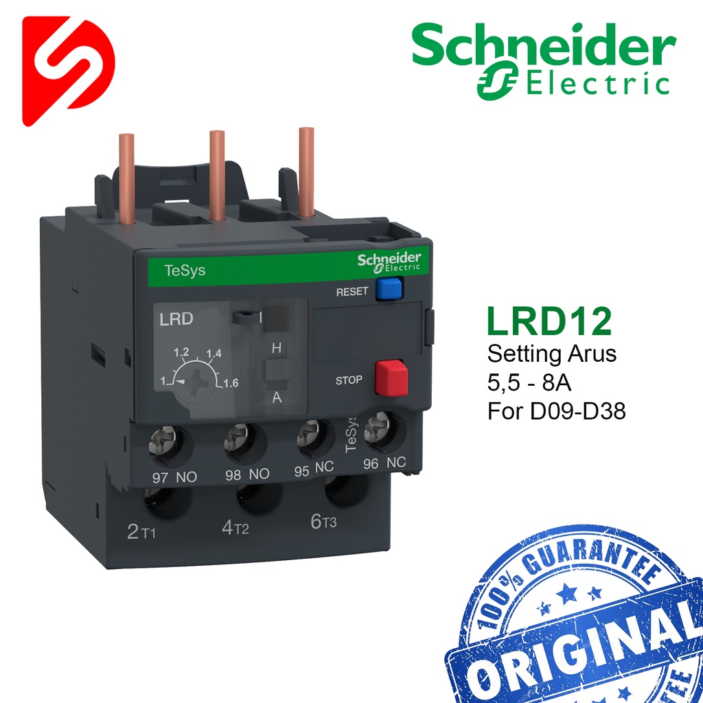 Jual Thermal Overload Relay LRD12 5,5-8A Termal Kontaktor Schneider ...