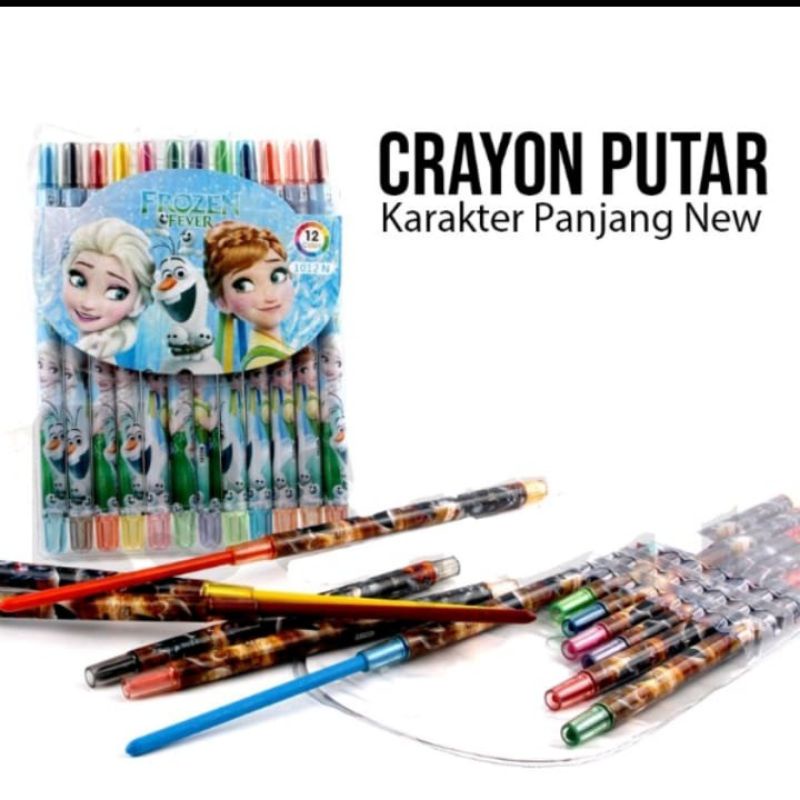 Jual Crayon Putar Panjang 12 Warna/Rolling Crayon/1pak isi 12 warna ...