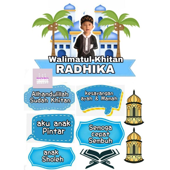 Jual Topper kue selamat khitan Khitanan custom nama | Shopee Indonesia