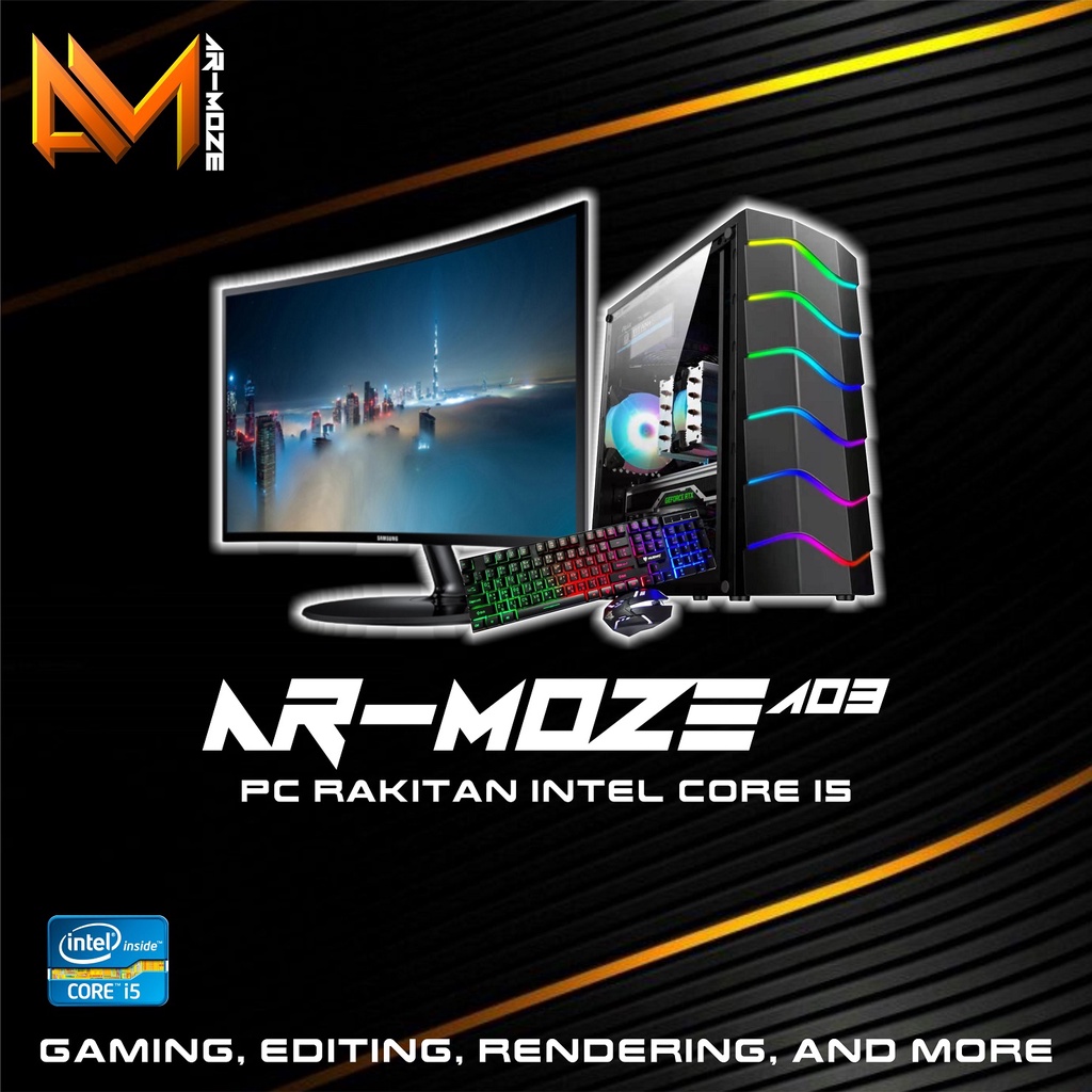 Jual CPU PC Gaming Full Set Lengkap Intel Core i5 RAM 8GB VGA 2GB DDR5 Monitor LED Curved 24 ...