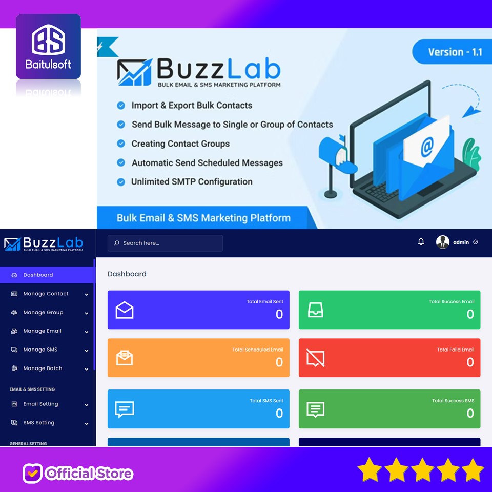 Jual SOURCE CODE APLIKASI BUZZLAB - BULK EMAIL AND SMS MARKETING ...