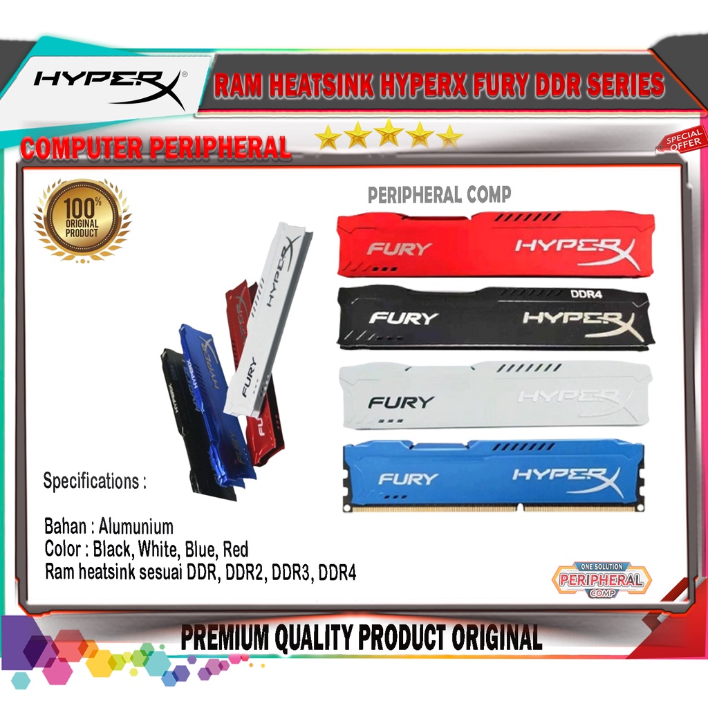 Jual Ram Heatsink Hyperx Fury Memory Ddr Ddr2 Ddr3 Ddr4 Series Shopee 4396