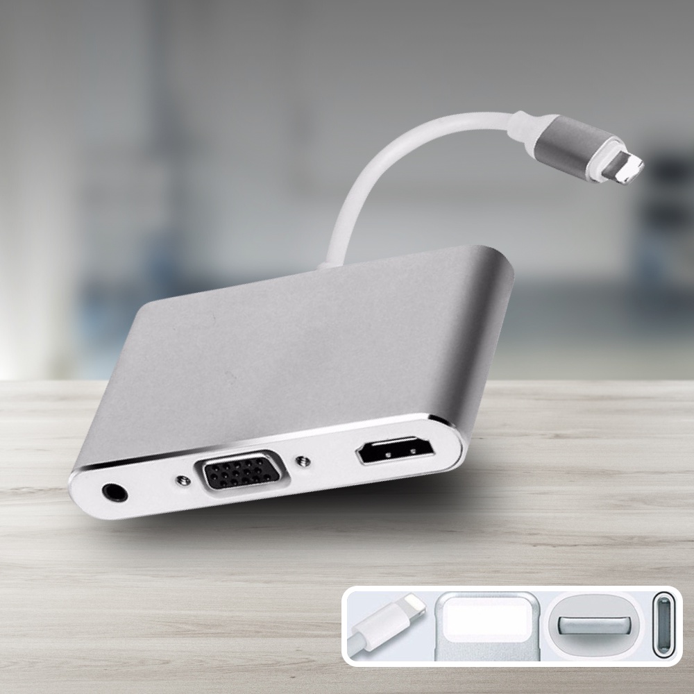Jual Adaptor Converter Lightning to HDMI VGA with Audio Port - 7585C ...
