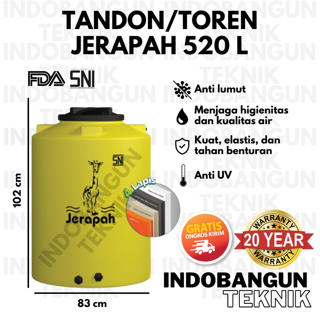 Jual Tandon Air Toren Air Tangki Air Jerapah TB 550 STD 500 520 Liter ...