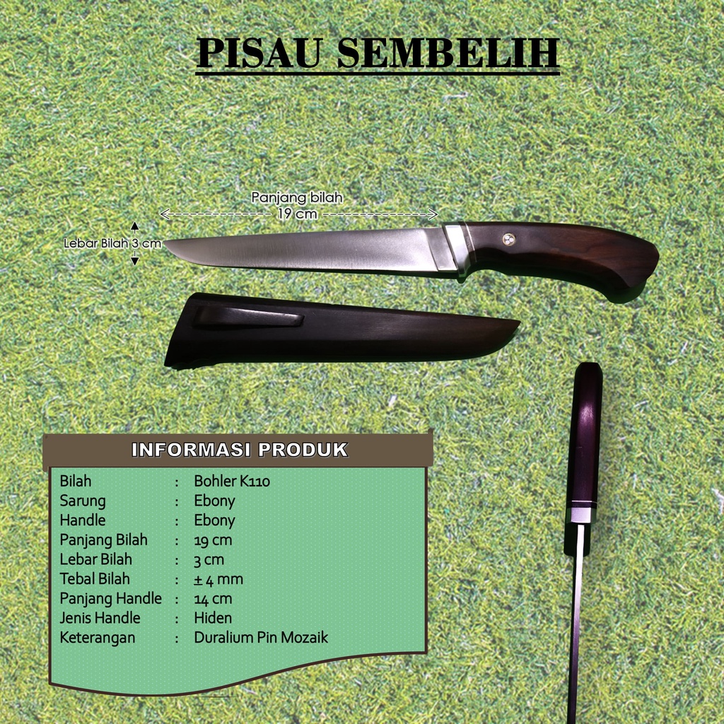 Jual PISAU SEMBELIH Bohler K110. panjang 19 cm Duralium Pin Moziak ...