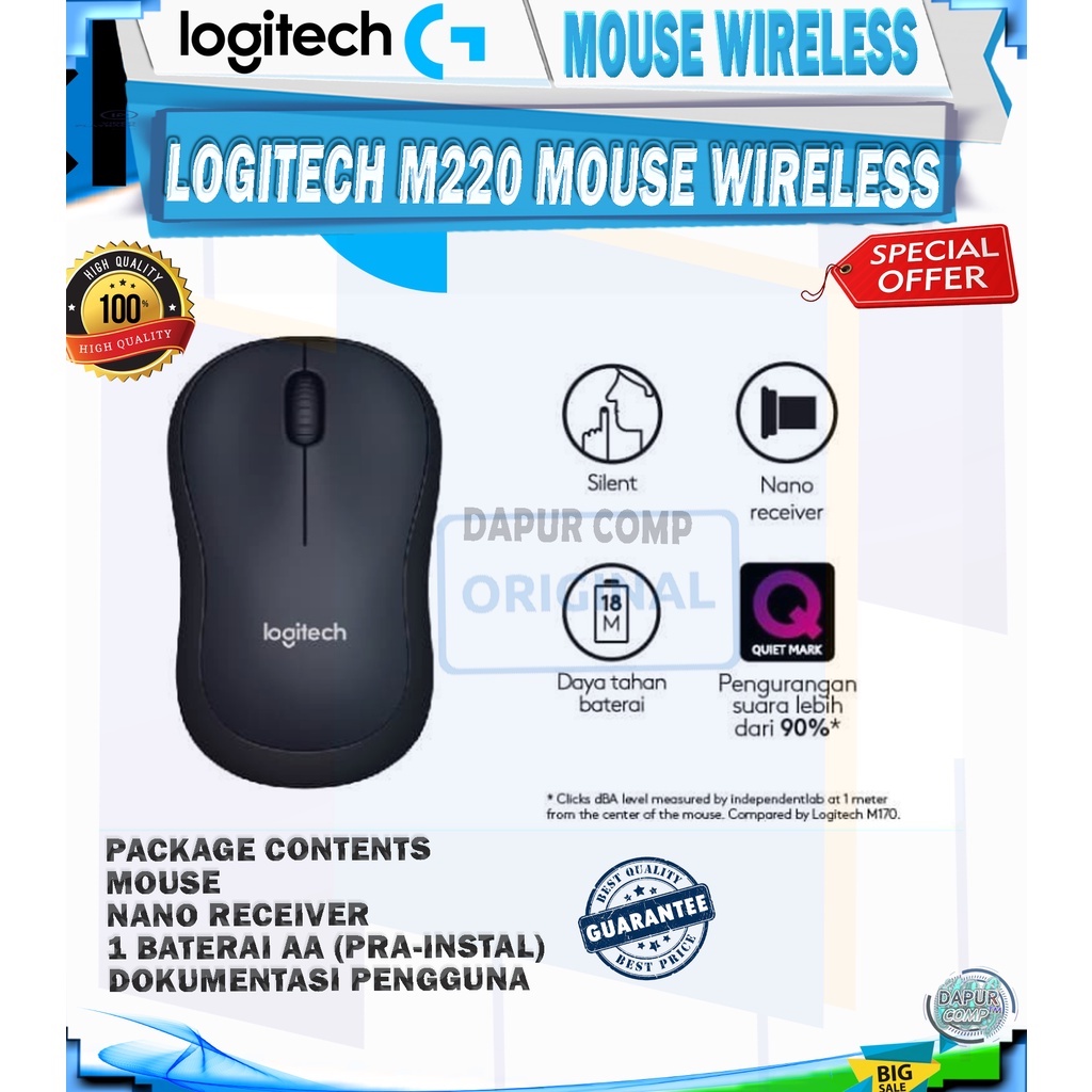 Jual MOUSE LOGITECH M220 WIRELESS ORIGINAL100% | Shopee Indonesia