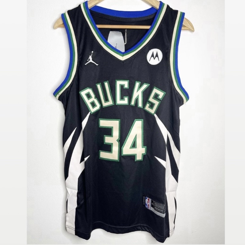 Jual JERSEY BASKET NBA MILWAUKEE BUCKS #34 GIANNIS ANTETOKOUNMPO HITAM ...