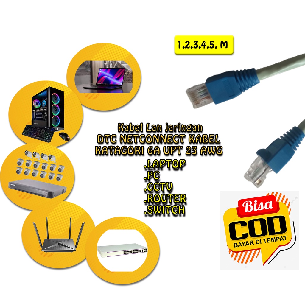 Jual Kabel Lan jaringan DTC 6A UPT Warna Hijau Siap pakai Sudah pakai ...