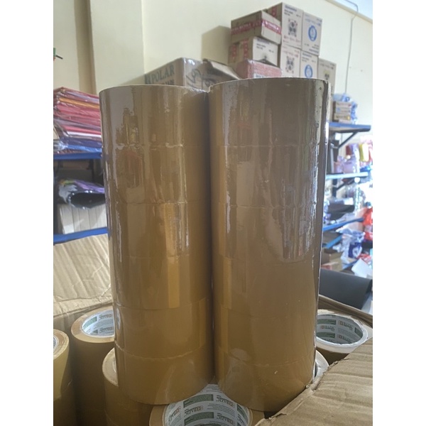 Jual Opp Tape Bazic - Isolasi Lakban Coklat Bening 48mm x 90yard (pcs) | Shopee Indonesia