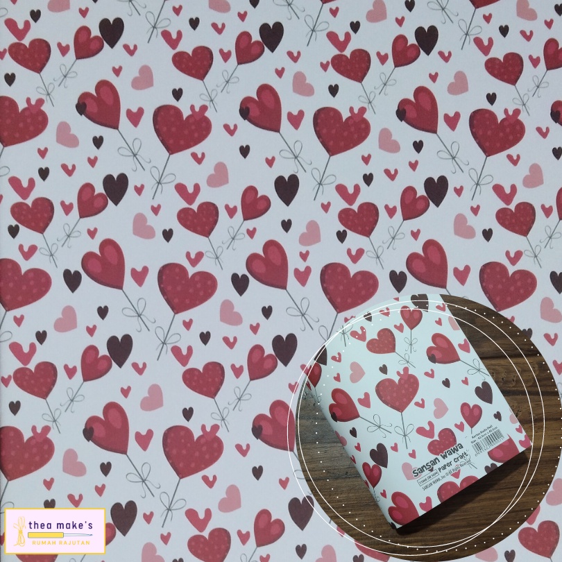Jual Kertas Kado Sansan Wawa Motif Hati Merah Putih / Bungkus / Kado ...