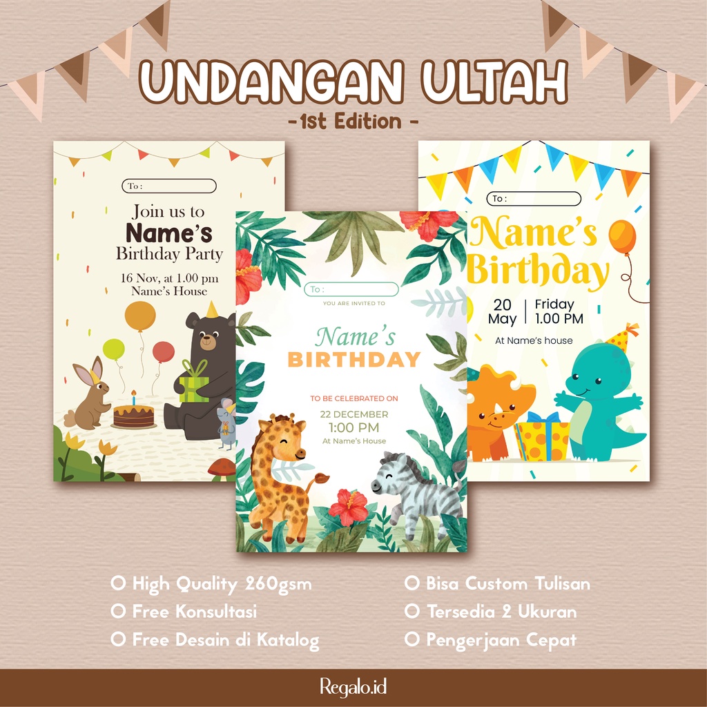 Jual [BIRTHDAY INVITATION] Undangan Ulang Tahun Anak 1st Edition ...