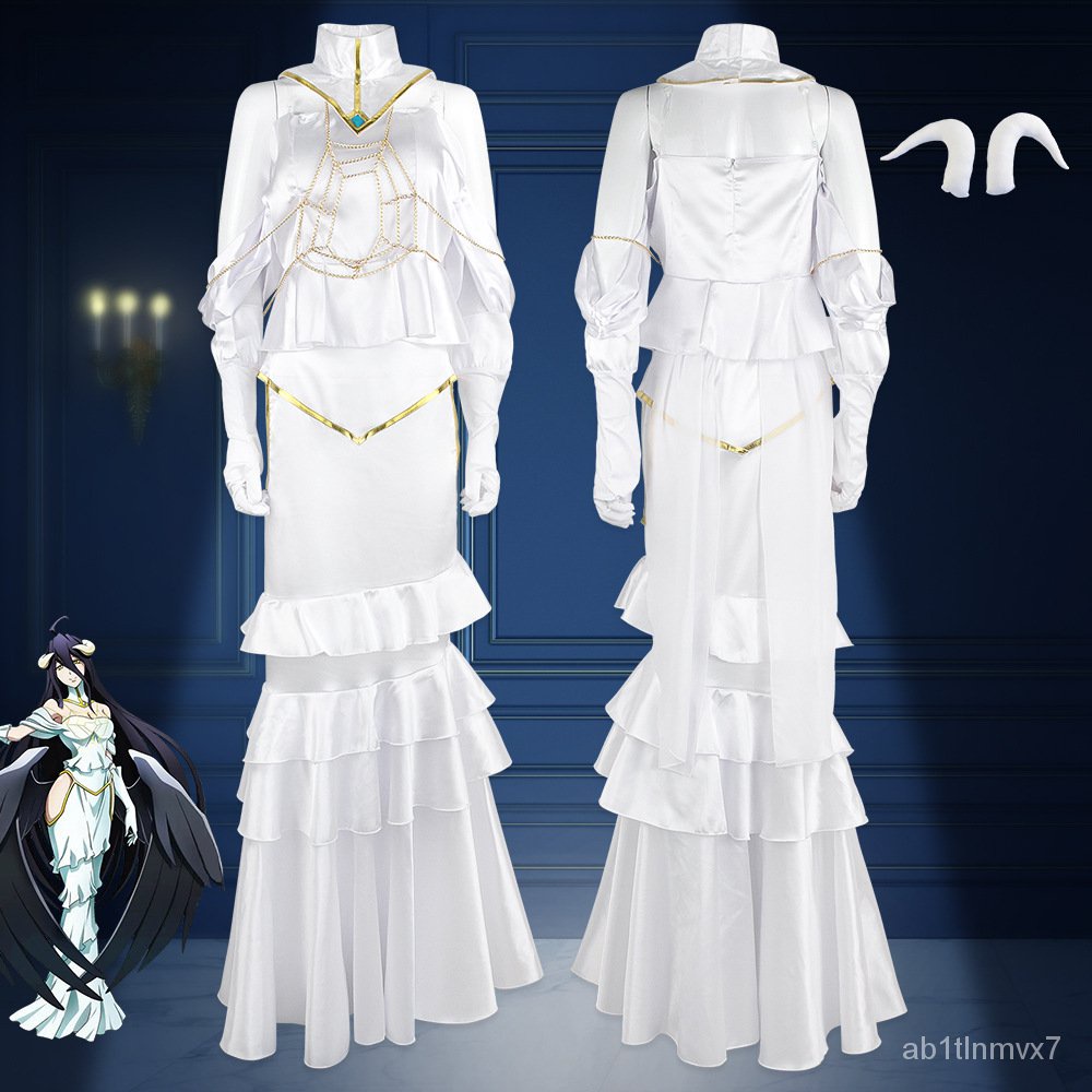 Jual Anime Overlord Albedo Cosplay Costume Women White Dress Halloween ...