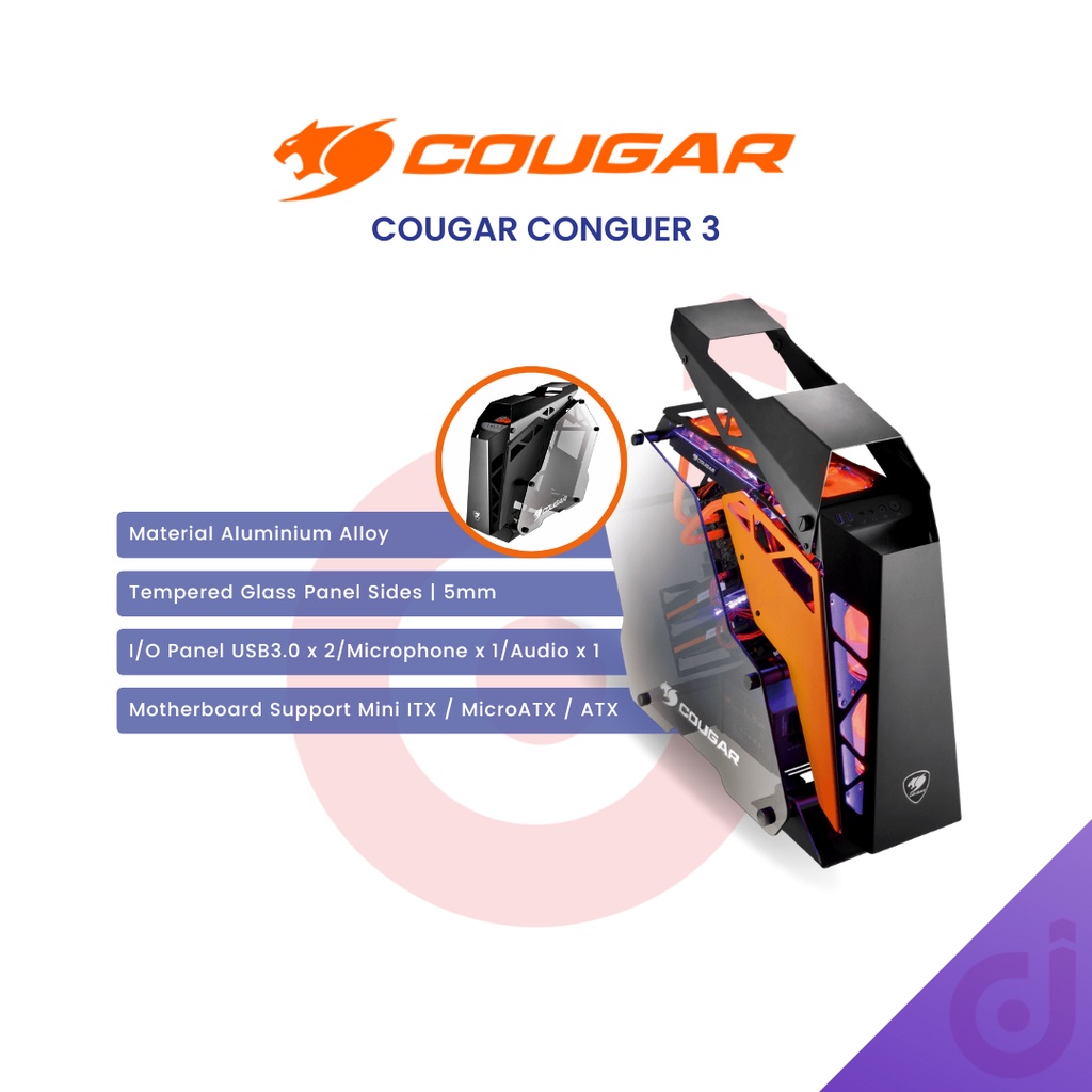 Jual CASING COUGAR CASE PC CONQUER 3 FAN MID TOWER FREE 3 LED FAN ...