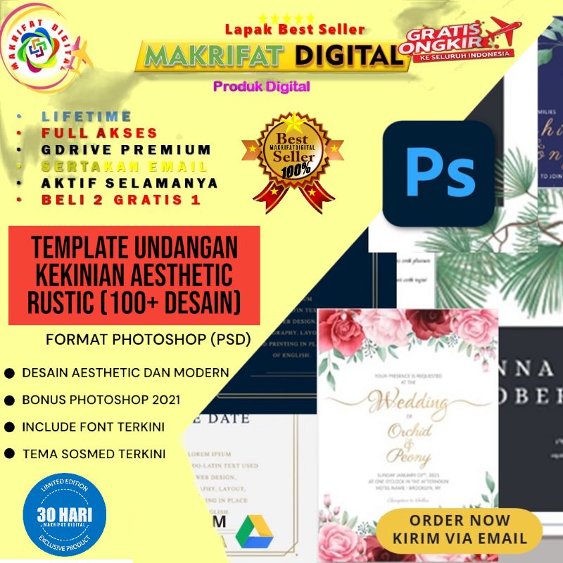 Jual 100+ DESAIN PSD TEMPLATE UNDANGAN KEKINIAN AESTHETIC RUSTIC ...