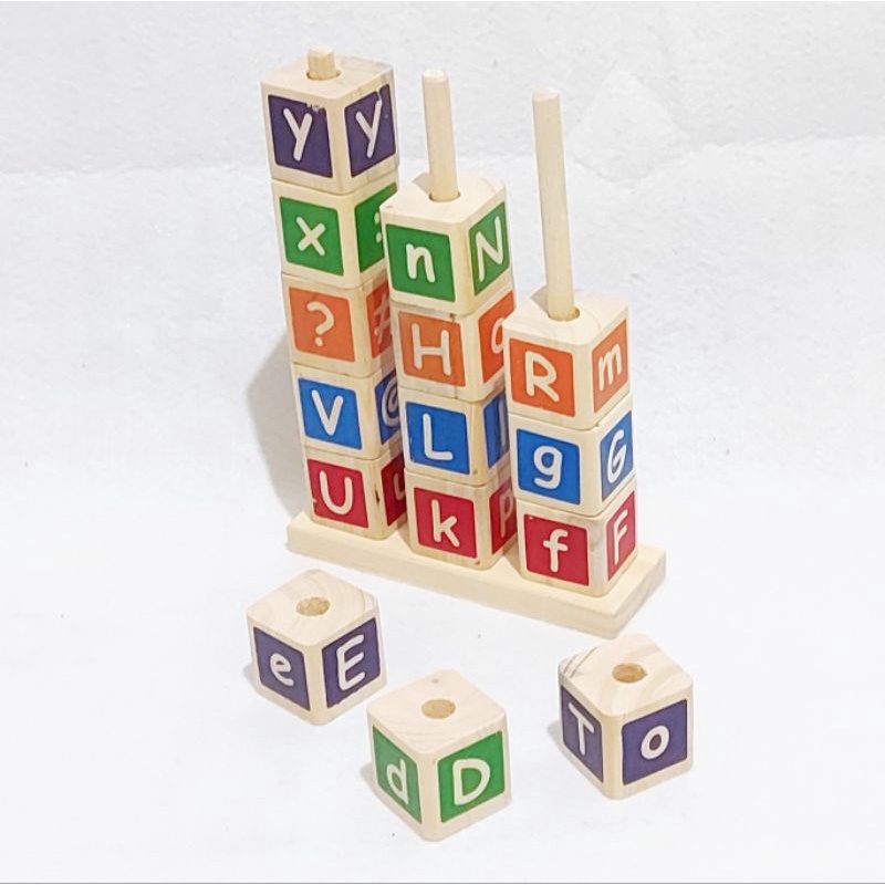 Jual edukasianakpintar_indonesia - Balok huruf - Balok angka - Balok ...