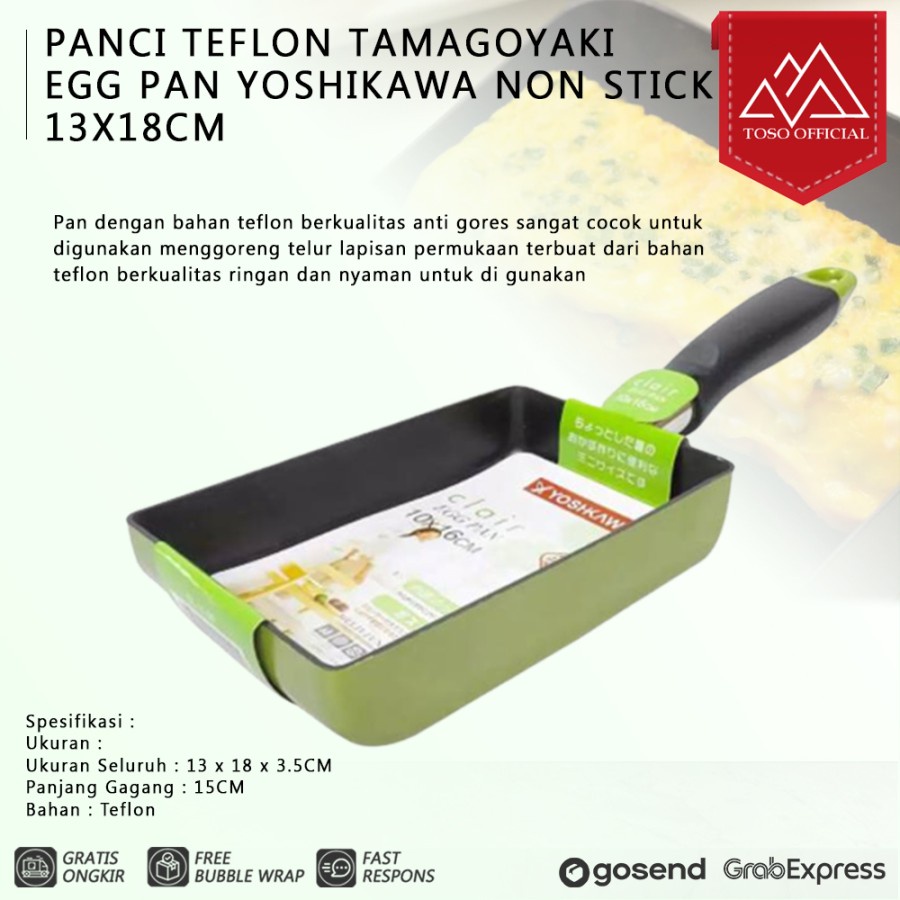Jual Panci Teflon Tamagoyaki Egg Pan YOSHIKAWA 13x18cm (CL1318 ...