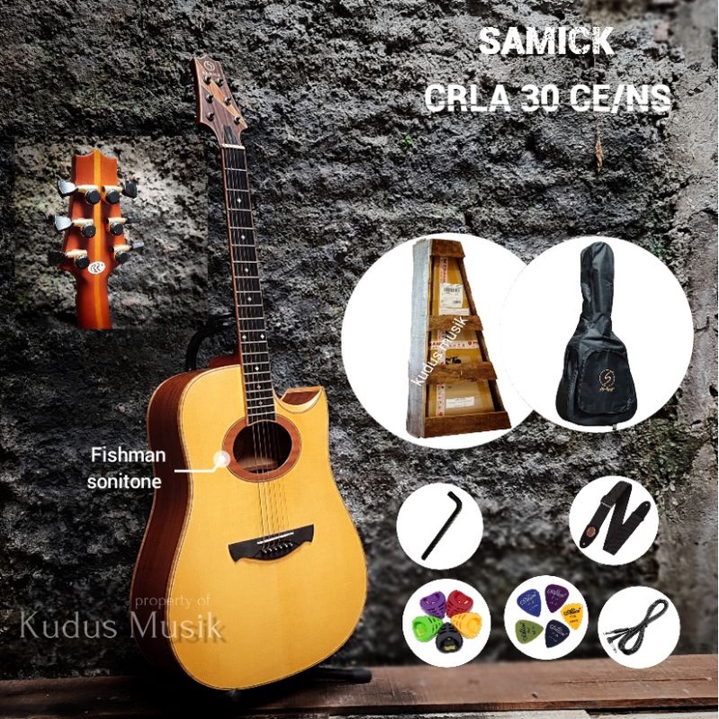 Jual gitar akustik elektrik original samick CRLA 30 CE /NS free packing kayu | Shopee Indonesia