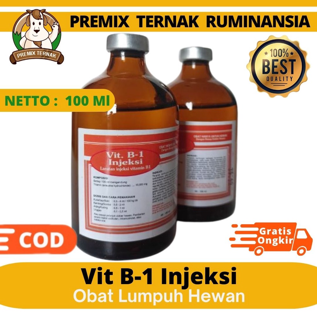 Jual Vit B1 Injeksi orange - Obat Lumpuh Ternak - Thiamin Hydraclorium ...