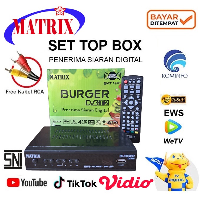 Jual Set Top Box Matrix Burger DVB-T2 Digital Full HD Youtube TikTok ...