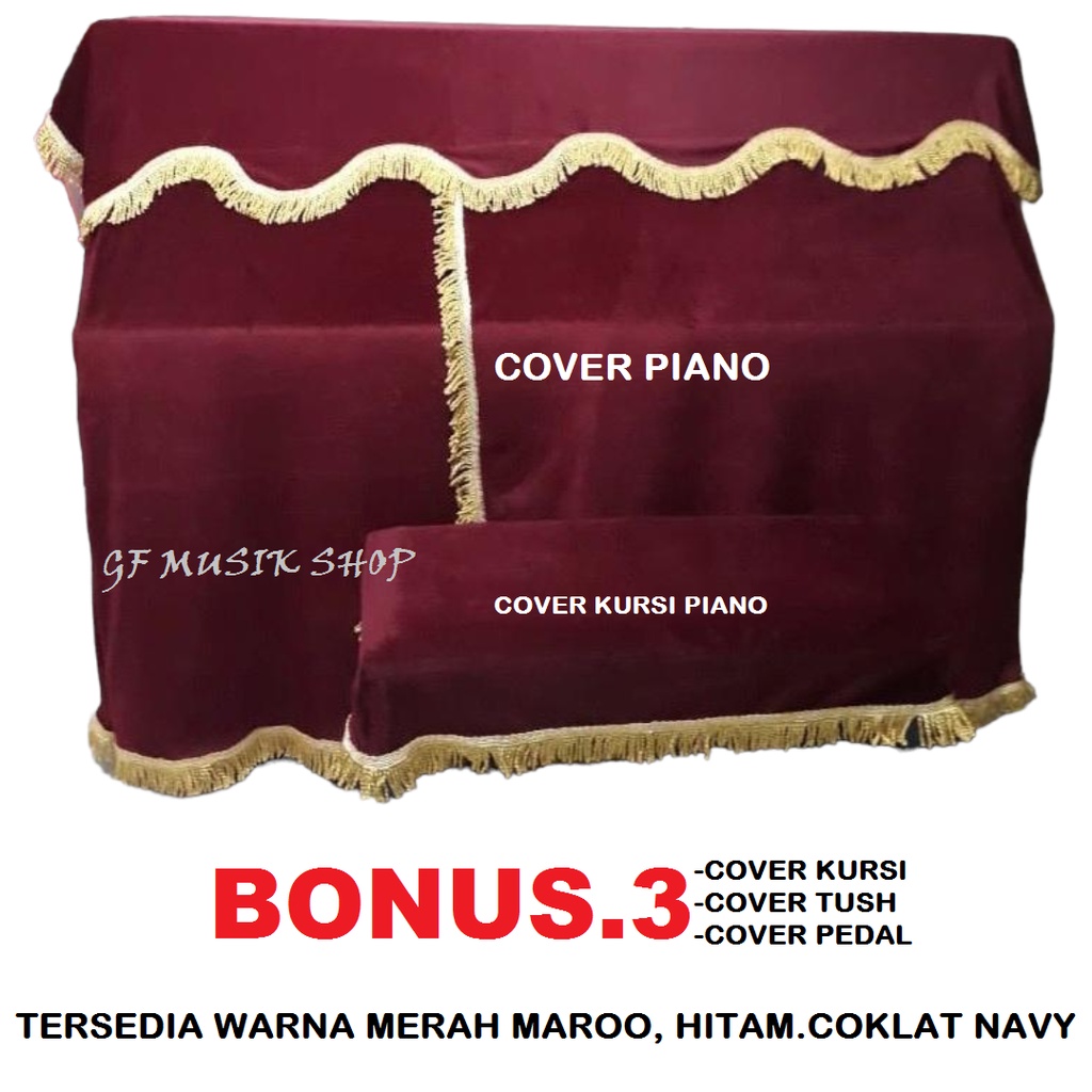 Jual Cover Pelindung Piano full Bahan Bludru Tersedia Warna Full Merah ...