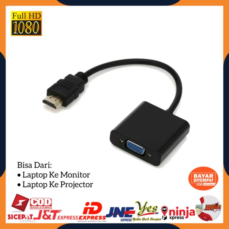 Jual [COD] KONEKTOR ADAPTER HDMI MALE TO VGA FEMALE CONVERTER / KABEL DARI LAPTOP KE MONITOR ...