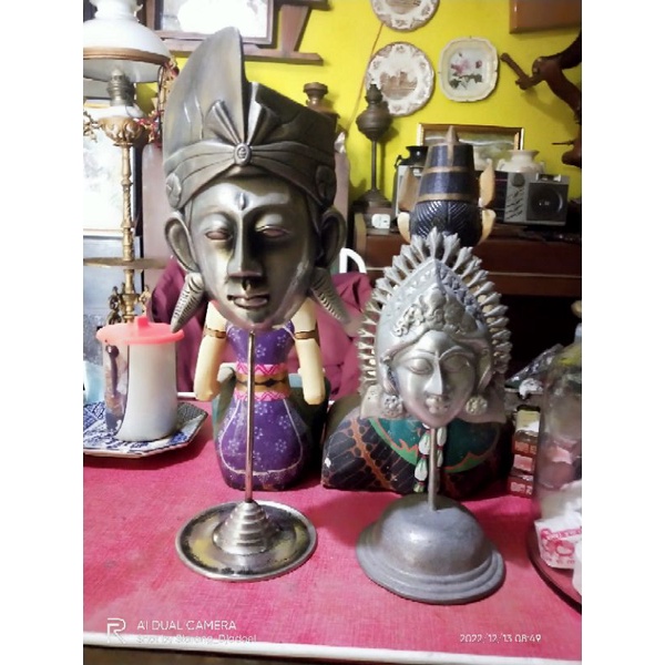 Jual patung loro blonyo bali antik kuno bahan logam perak bakar/ nium ...