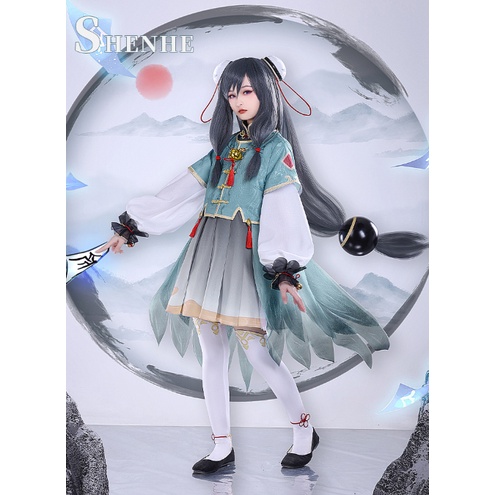 Jual Genshin Impact Cosplay Cloud Retainer Cosplay Shen He Kid Genshin ...