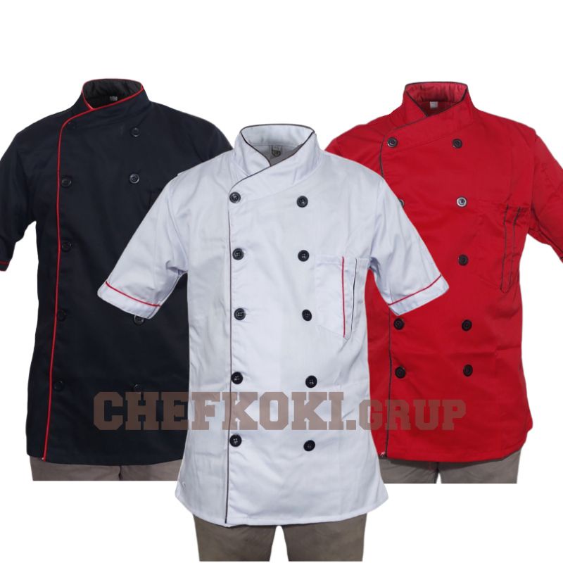 Jual Kitchen.Official Baju Kameja Koki Chef Jacket Lengan Pendek ...