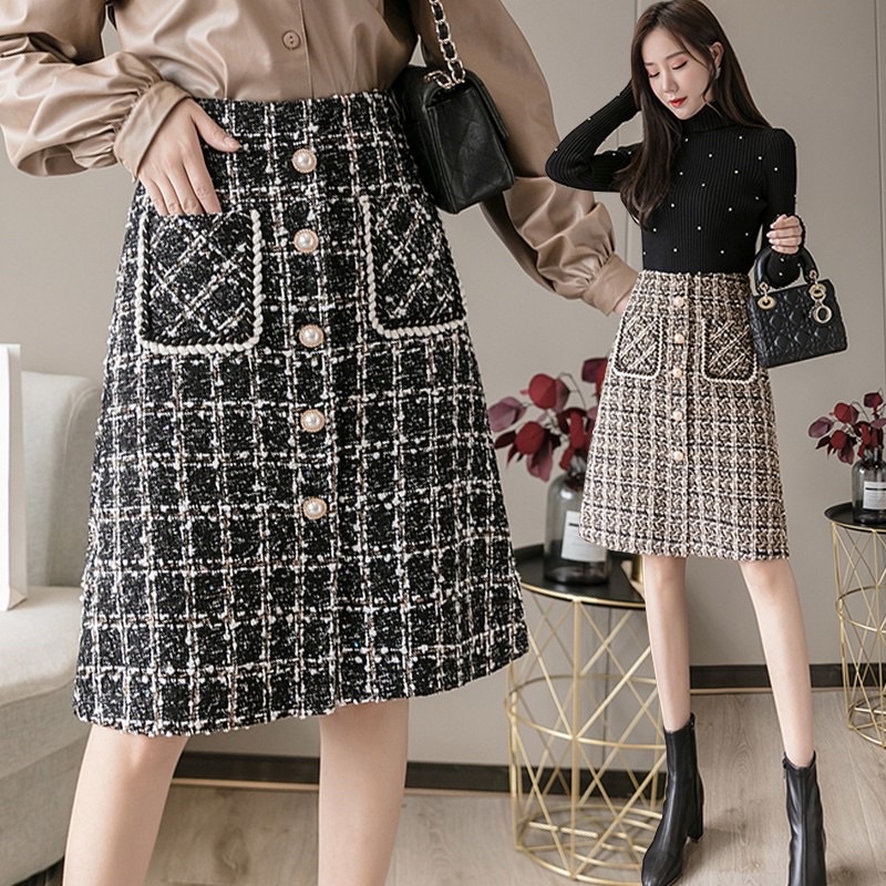 Jual Mecha Skirt Midi Rok Korea Autumn | Shopee Indonesia